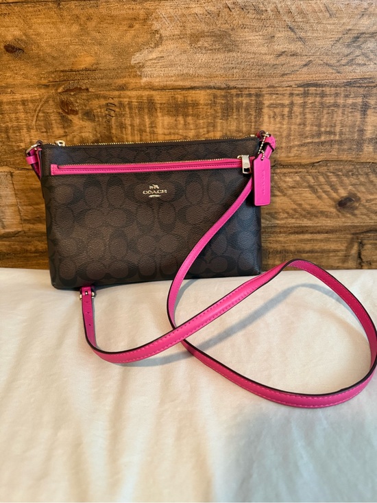 Coach | Bags | Coach F23865 Signature Crossbody File Bag Brown Pink ...